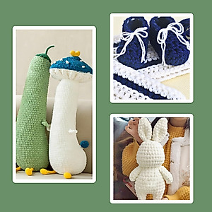 UzecPk 4x50g (7.1Oz) Beginners Crochet Yarn, 4x87Yds Easy Beginner Yarn, Easy-to-See Stitches, Cotton-Nylon Blend Yarn for Crochet Kit Making(Dark Blue&Light Green&Dark Gray&Beige)