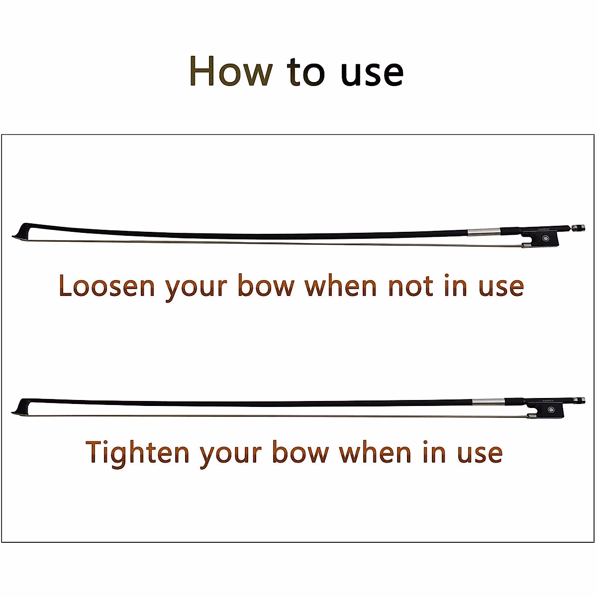 AMZZ Professional 4/4 Brazilwood Ebony Frog Violin Arbor White Horsehair Violin Bow (4/4 Brazilwood)