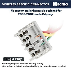 MECMO Trailer Wiring Harness for 2005-2010 Honda Odyssey 4-Way Flat Hitch Wire Trailer Light Hook Up, Plug-in Simple T-Connector Vehicle Side Towing Harness