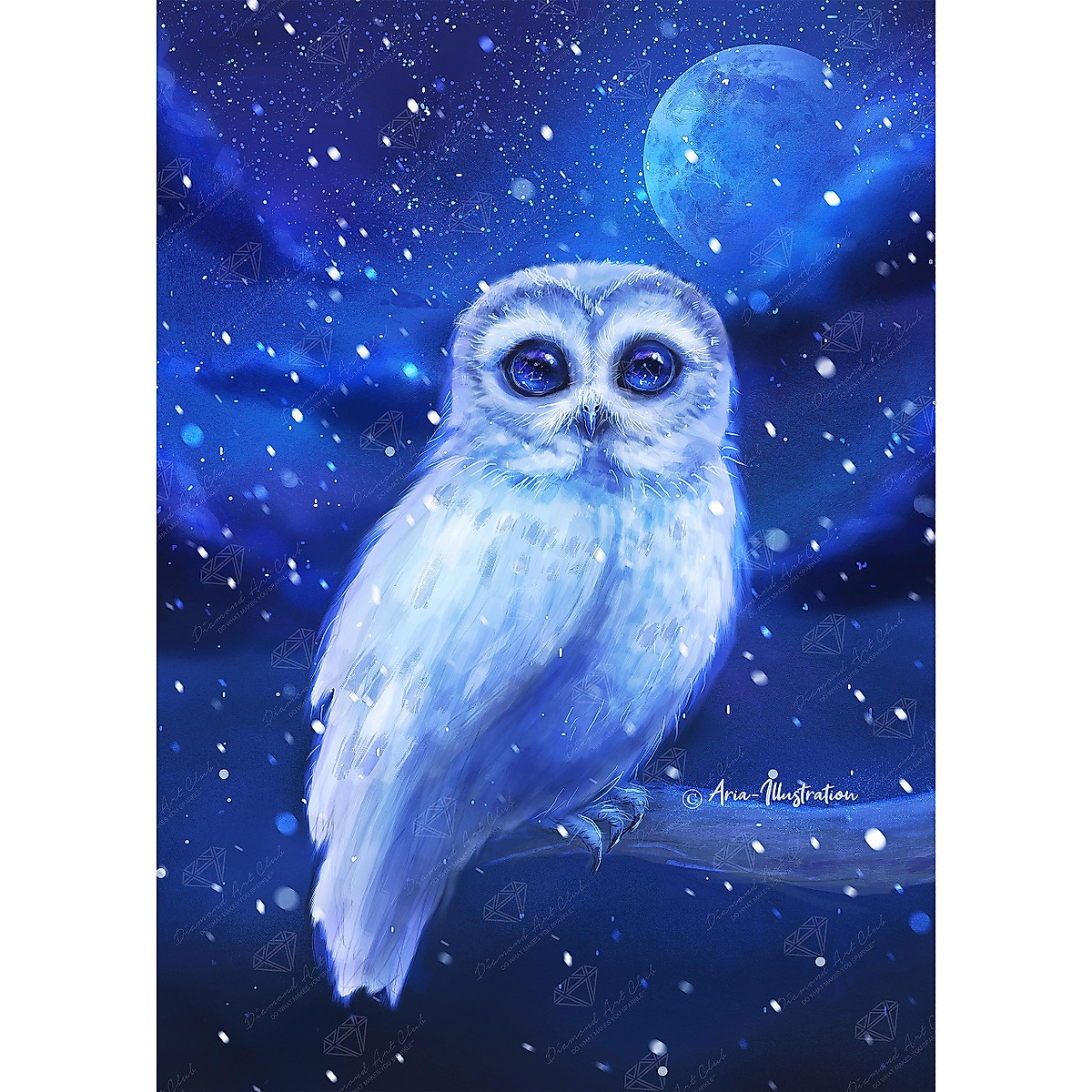 DIAMOND ART CLUB Snowy OWL Diamond Painting Kit, Animal Diamond Canvas, Round 5D Diamond Art for Adults and All Ages, 13" x 18" (32.8 x 46 cm)