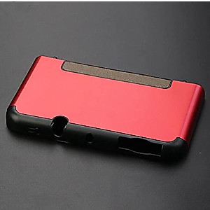 Aluminium Alloy Protective Case Front Back Faceplate Plates Top & Bottom Battery Housing Shell Case Cover Shockproof Hard Shell Skin for New 3DS XL LL Console 2015 - Red