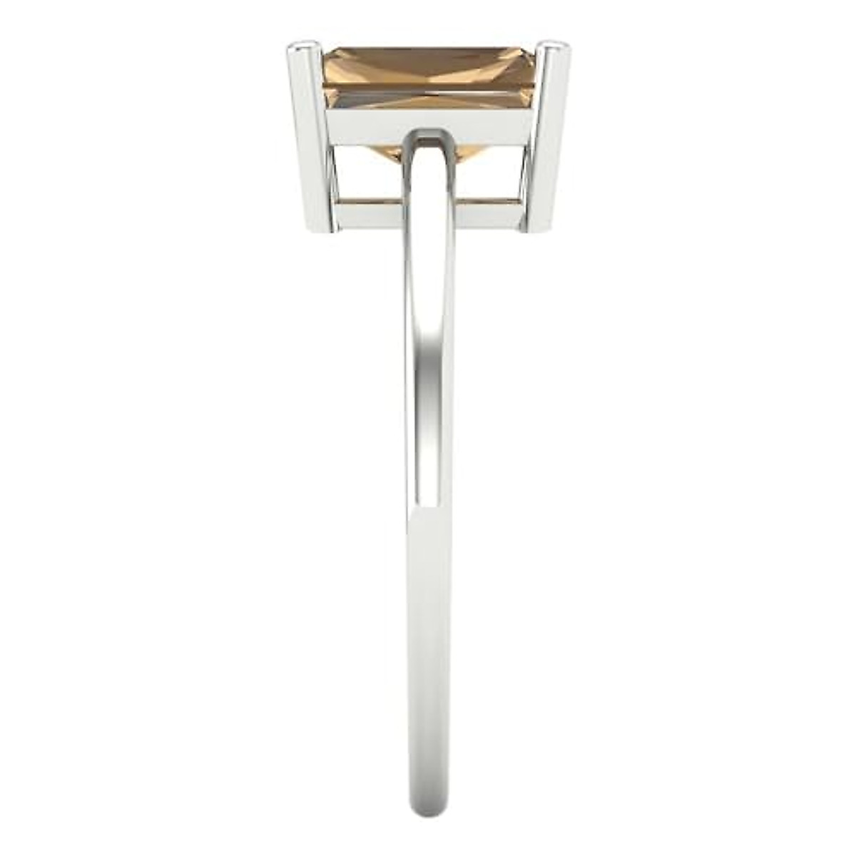 Clara Pucci 2.0ct Emerald Cut Solitaire Champagne Simulated Diamond 4 Prong Engagement Bridal Anniversary Ring 18K White Gold 3.5