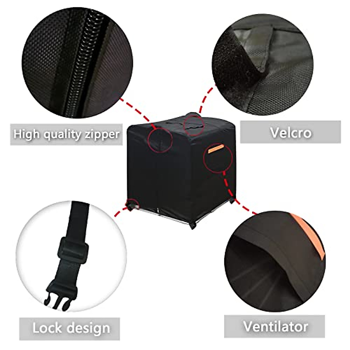 BRUXOLAY IBC Tote Cover 275 Gallon Water Tank Protection Cover Zipper 600D Heavy Waterproof Sunscreen Material 1000L Outdoor Garden Water Tank Cover