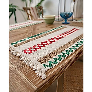 CcHhyyt Set of 4 Handmade Boho Placemat Rectangle Macrame Cotton Table Mats Woven Jute Tassel Placemat Christmas Table Decor Fringe Coffee Mat Kitchen Dining Table Christmas Decor Bohemian Style