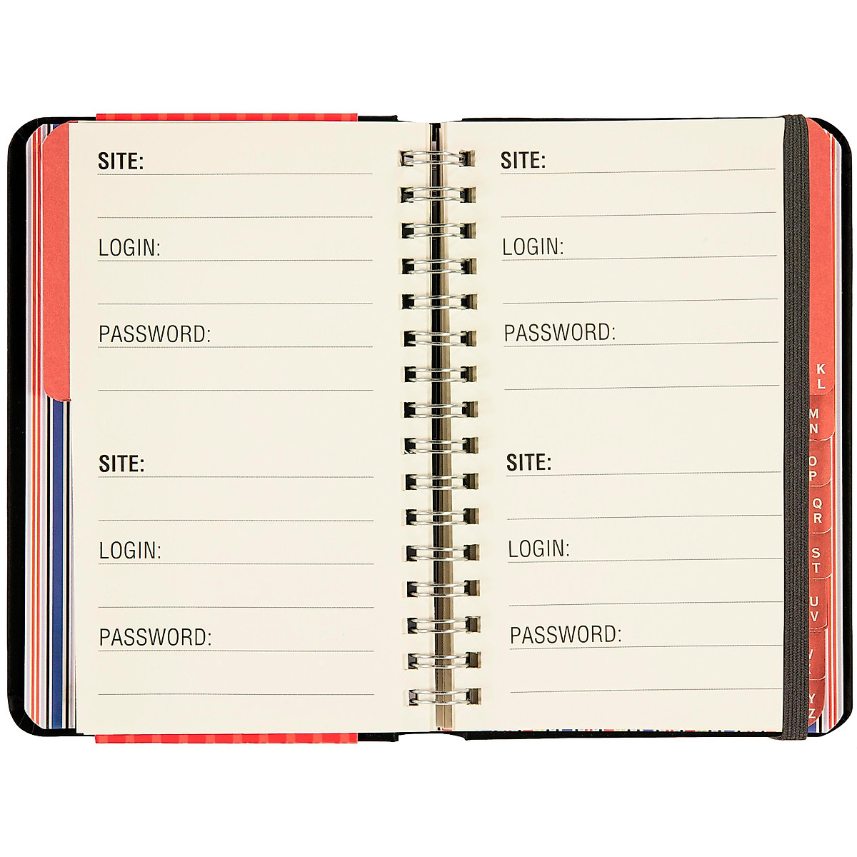 Large Print Internet Address & Password Logbook (removable cover band for security)
