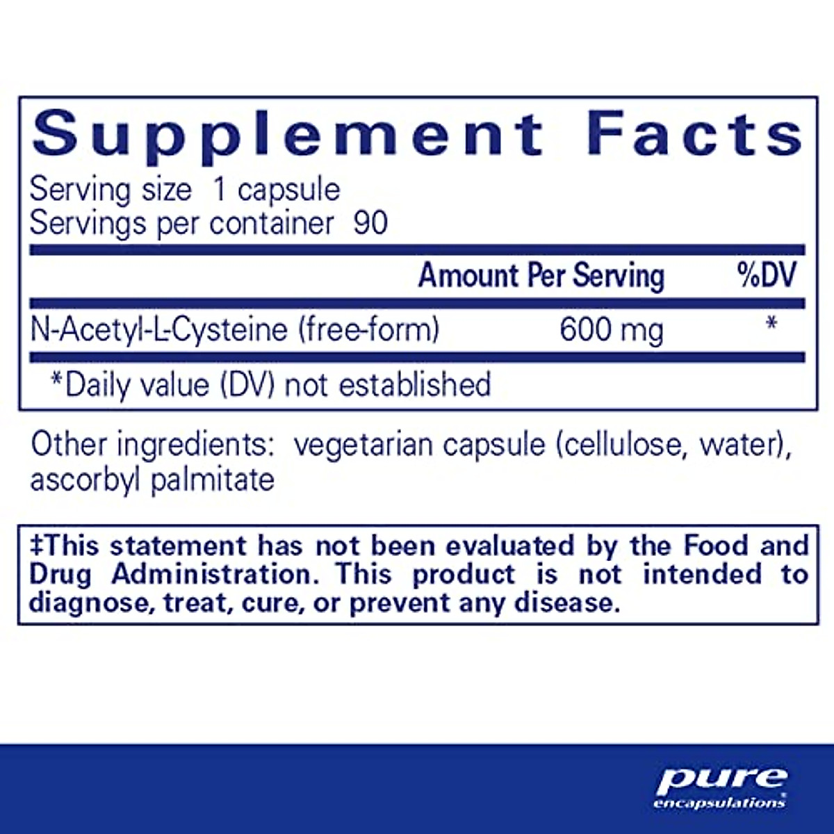 Pure Encapsulations NAC 600 mg | N-Acetyl Cysteine Amino Acid Supplement for Lung and Immune Support, Liver, and Antioxidants* | 90 Capsules