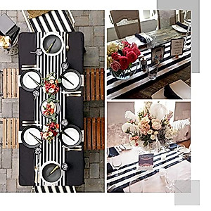 10 Pack Striped Table Runner Polyester Table Decor Classic Black and White Striped Table Runner Modern Elegant Design for Indoor Outdoor Events Banquet Party Wedding (12 x 72 Inch)