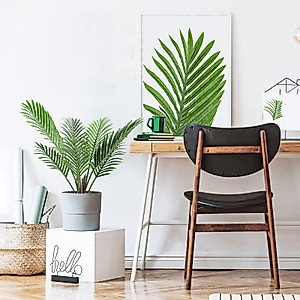 YOLEO Artificial Palm Tree 2FT Tall Faux Palm Plant for Home Office Indoor Outside Decor Fake Palm Tree with Lifelike Palm Leaves