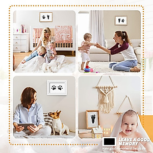 Baby Footprint Handprint Kit Clean Touch Ink Pad, 3 Pcs Pet Dog Paw Stamp Pad Print Kit, Safe Newborn Inkless Infant Hand and Footprint Ornament Kit, Doesn’t Touch Skin, Impression Memory Gift, Black