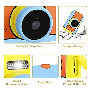 LKYBOA Kids Camera, Rechargeable Children Digital Camera with 2.4 Inch LCD and 32G Memory Card 1080P HD Shockproof