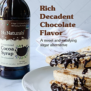 NuNaturals Stevia Syrup, Sugar-Free Sweetener, Plant-Based Sugar Substitute, Zero Calorie, Chocolate, 16 oz