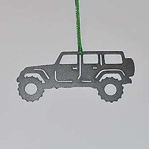 Metal off road Christmas Ornament perfect for 4 door jeep owners (Dark Grey-Bare Metal)