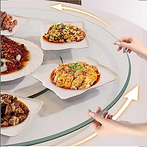 EMENAR 20in Dining Table Lazy Susan Turntable Tempered Glass Lazy Susan Transparent Round Rotating Tray Kitchen Serving Plate For Tabletop (Size : 60cm/24in)