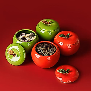 Mozacona Ceramic Apple Shape Container Food Storage Jar with Lid