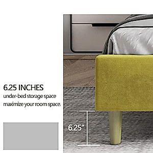 Zoophyter Upholstered Platform Bed Frame Queen Size with Headboard,Mattress Foundation/Strong Wooden Slats Support/No Box Spring Needed/Easy Assembly Yellow