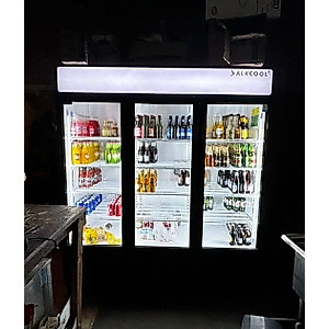 NAFCOOL Commercial Beverage Refrigerator Display Fridge, Three Glass Door Upright Merchandiser Drink Cooler LED Light Adjustable Shelves,ETL& NSF Approval,63.5 Cu Ft,BLACK