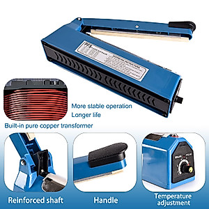 COFOETLN 8 Inch Impulse Heat Sealer, Heat Sealer for Plastic Bags, Manual Poly Bag Sealing Machine, Bag sealer Heat Seal Machine for PE PP Bags with Screwdriver and Heating Element Kit