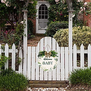 Aowotu Welcome Baby Sign Front Door Round Rustic Wood Sign Hanging Farmhouse Porch Outdoor Home Christmas Baby Shower Farmhouse Porch Wall Doors Doors Front Door Sign Decoration 12x12 Inch