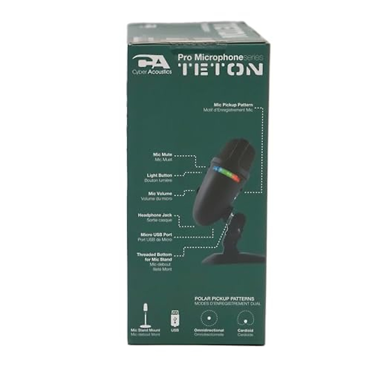 Cyber Acoustics Premium USB Microphone with Dual Recording Patterns - 24-bit Recording Perfect for Podcasting and Vlogging - Compatible with PC and Mac (CVL-2009)