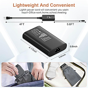 Charger for Dell 65W USB-C Laptop Charger Latitude 5400 5410 5420 5430 5440 5450 Power AC Adapter with Power Cord Cable, Black, HA65NM190