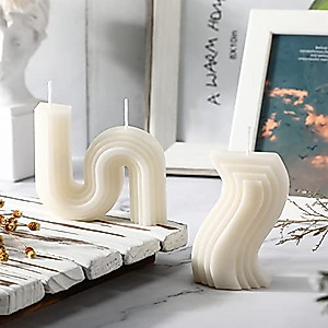2 Pcs Twist Candles Aesthetic Cool Candle Trendy Candles Minimalist Geometric Shaped Candles S Shaped Decoration Art Candle Soy Wax Candle Funky Scented White Candle for Christmas Birthday Wedding