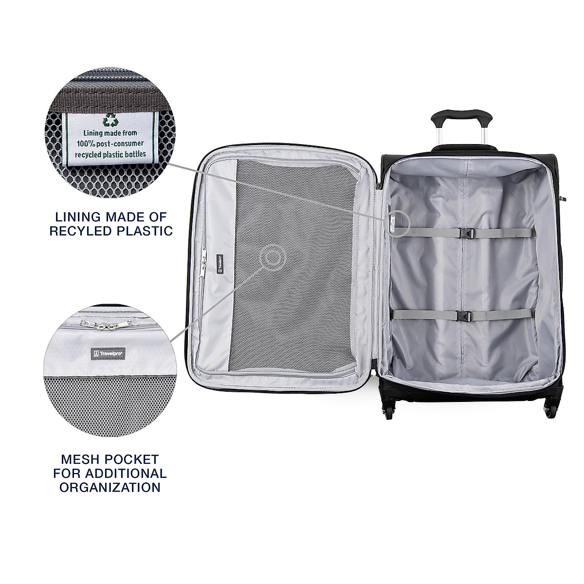 Travelpro Maxlite 5 Softside Expandable Luggage with 4 Spinner Wheels, Lightweight Suitcase, Men and Women, Black, Checked-Medium 25-Inch