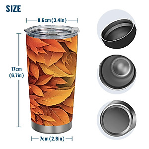 QWEUIOP 20oz Insulated Travel Coffee Mug Autumn Maple Leaf Stainless Steel Tumbler with Lid Double Wall Vacuum Coffee Cup For Hot and Cold Drinks14190