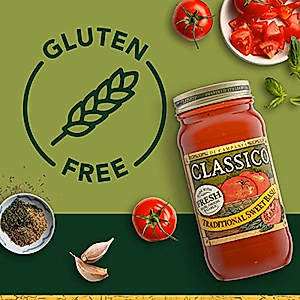 Classico Traditional Sweet Basil Tomato Spaghetti Pasta Sauce (24 Oz Jar)