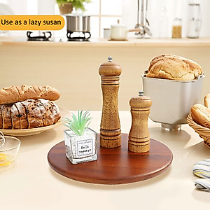 WLWNWFT 12 Inch Rotating Cake Turntable, Acacia Wood Cake Display Stand Cookie Turntable for Dessert Table Decorating Cupcake Stand Wedding Cake Stand Rustic …