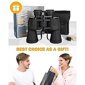 GOANDO 20x50 Binoculars for Adults and Kids High Power Compact Binoculars Large Waterproof Binoculars with Low Light Night Vision for Hunting Bird Watching Travel Sightseeing Outdoor Sports, Black