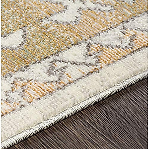 Artistic Weavers Sokanon Outdoor Medallion Area Rug,5'3" x 7'3",Ivory/Saffron