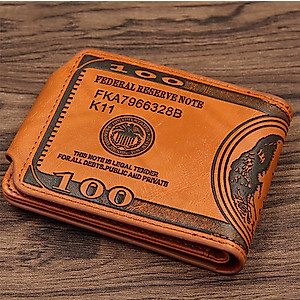 Men's Novelty US 100 Dollar Wallet,Billfold Safe Purse With Magnetic Buckle(Brown)