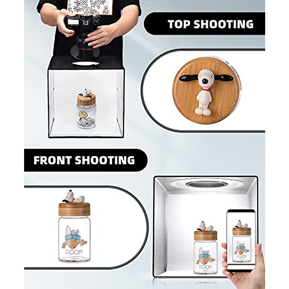 SAMTIAN Upgrade 8 Backdrops Light Box, 12" Shooting Tent with 120 LED Lights Photo Studio Light Box Photography with Reflection Board & Diffuser for Small Size Product Photography