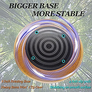 14 Inch Bamboo Lazy Susan Organizer, Wooden Turntable for Kitchen Countertop, Wood Rotating Tray Turn Table with Handle, Spinning Spice Rack for Cabinet Pantry Counter Top Organization