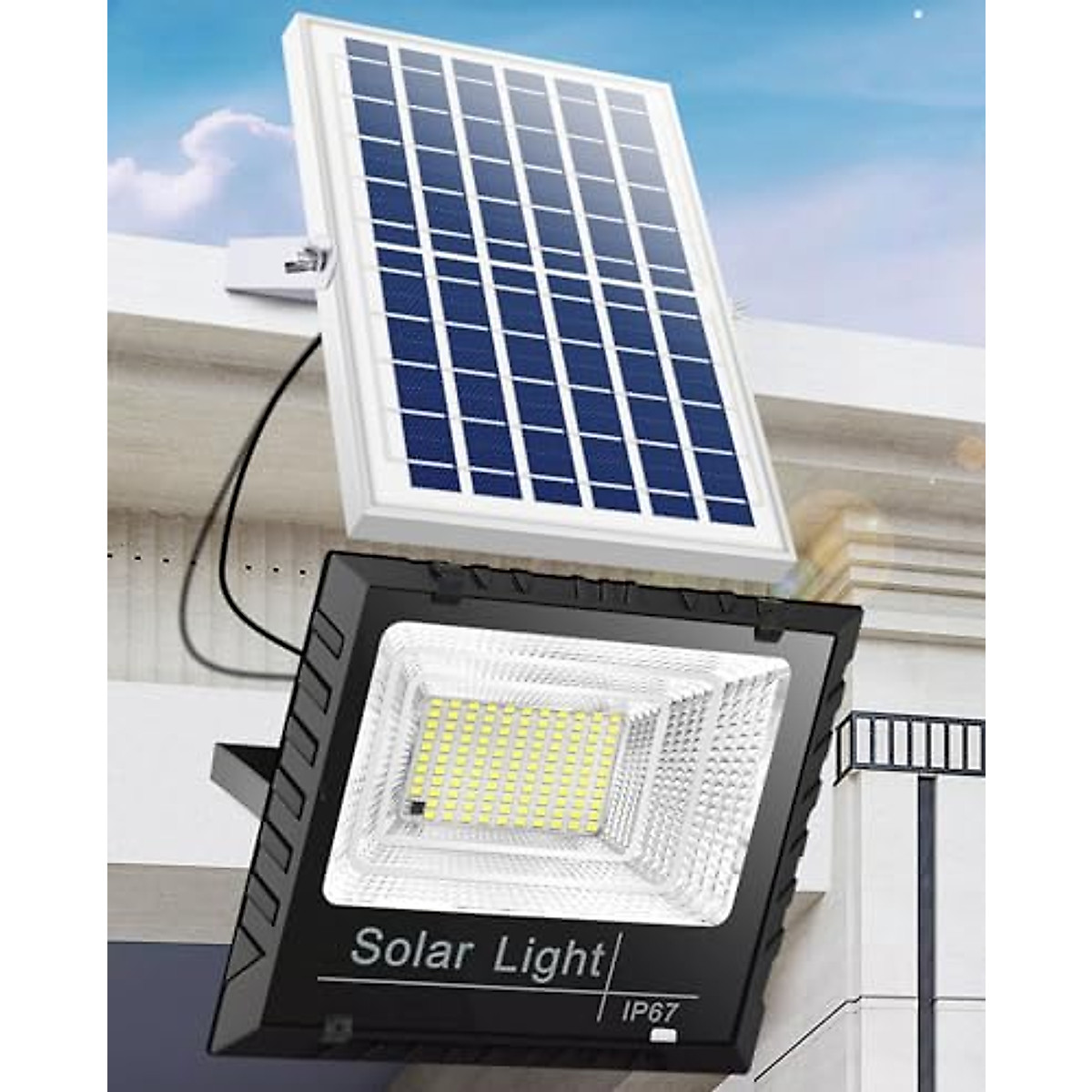 ZXXHNNAIH Solar Street Light IP67 Waterproof Solar Street Lights Outdoor,30ft Wire Light Sensor Solar Parking Lot Lights Dusk to Dawn, for Backyard Garden