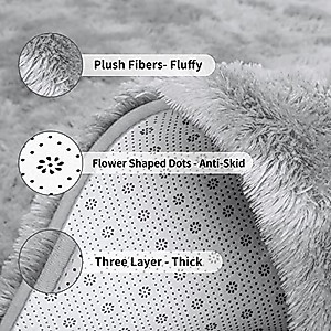 FlyDOIT Large Area Rugs for Living Room, 4x6 Feet Tie-Dyed Light Grey Shaggy Rug Fluffy Throw Carpets, Ultra Soft Plush Modern Indoor Fuzzy Rugs for Bedroom Girls Kids Nursery Room Dorm Home Decor