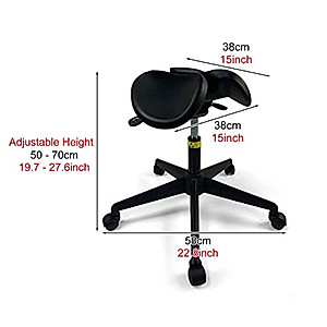 MIWOOYY Saddle Stool Ergonomic Saddle Stool/Professional Saddle Chair-Adjustable with Wheels, Heavy Duty Black Swivel Chair, for Beauty, Massage, Dental Clinic