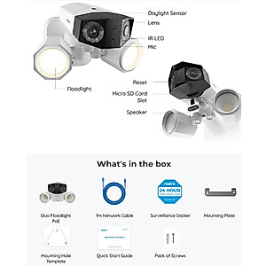 REOLINK 4K Floodlight Camera for PoE Security Camera System, IP Outdoor Camera in 180 Degree Ultra-Wide Angle, Human/Vehicle/Pet Alerts, 1800 Lumen Floodlights, Two Way Talk, Duo Floodlight PoE