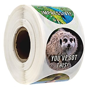 Motivational Animal Stickers / 500 Students Patients Incentive Labels Roll / 1.5" Funny Inspirational Animal School Clinic Reward Sticker / 8 Humorous Designs/Made in The USA