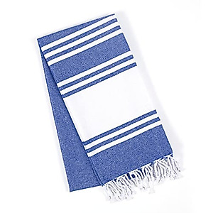Goroly Home 2 Pack Cotton Beach Towel, Turkish Beach Towel, Gym Towels, Turkish Peshtemal Towels, Pestemal Towels, Thin Camping Bath, Pool Blanket, Fouta Towels 100% Cotton- 36x71 Inch - Royal Blue