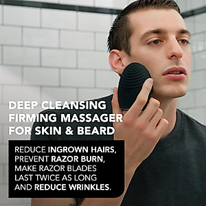 FOREO Luna 3 Men Silicone Facial Cleansing & Firming Massage Brush for Skin and Beard, Shave Prep, Ultra-Hygienic,16 Intensities, 650 uses/USB Charge, App-Connected, Waterproof, 2-Year Warranty