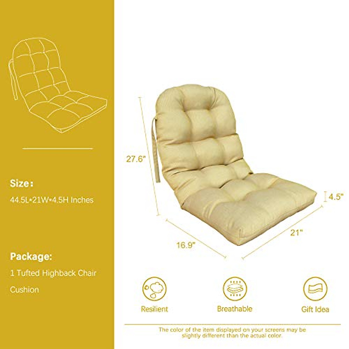 BOSSIMA Outdoor Patio Adirondack Chair Cushions Tufted Round Corner(Teal Blue)