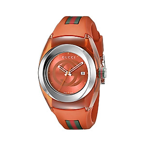 Gucci Stainless Steel Watch with Orange BYNC Band(Model:YA137311)