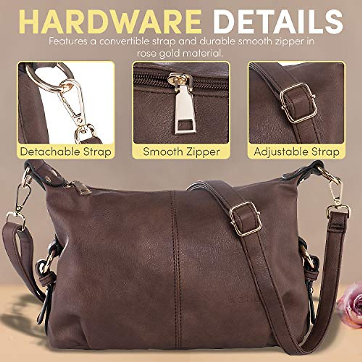 Katloo Small Hobo Handbag for Women Top Handle Crossbody Bag Ladies PU Leather Shoulder Purse Nail Clipper