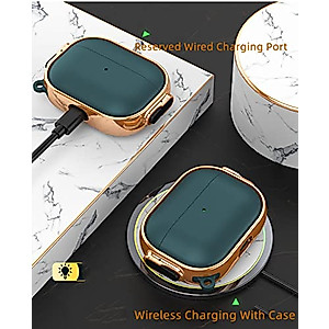 MiRUSI Case Cover for Airpods Pro 2nd Generation Double Switch Plating Skin Cover Shock-Absorbing Protective Case with Carabiner (Red)