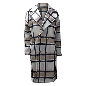 JLFNYA Chamarras Para Mujer,Womens Slim Fit Winter Coats Laple Long Sleeve Plaid Print Single Breasted Buckle Jackets Tops Woolen Fall Outwear
