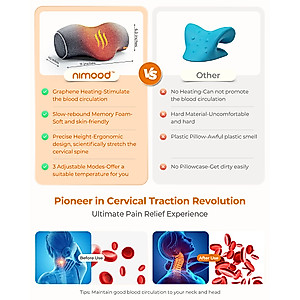 nimood Neck Stretcher, Cervical Neck Traction Device, Neck Hump Corrector with Graphene Heating, Neck and Shoulder Relaxer for TMJ Neck Pain Relief, Muscle Relax, Spine Alignment Relax Gifts for Bed