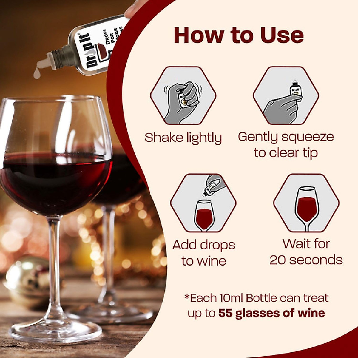 Drop It Wine Drops 2pk - The Original Sulfite and Tannin Reducer - Naturally Eliminate Sensitivities, Allergies, and Histamines - Portable Wine Wand Alternative - Easy To Use - Treat Up To 55 Glasses