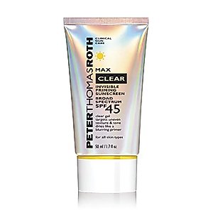 Peter Thomas Roth | Max Clear Invisible Priming Sunscreen Broad Spectrum SPF 45 | Makeup Primer with SPF, Water-Resistant Sunscreen Gel with Silky Finish, 1.7 fl. oz.