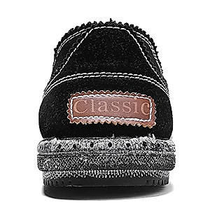 JAMONWU Men's Slip on Shoes Cloth Shoes Deck Shoes Canvas Leisure Vintage Casual Loafer Boat Shoes (11.5 US,Z_Black)